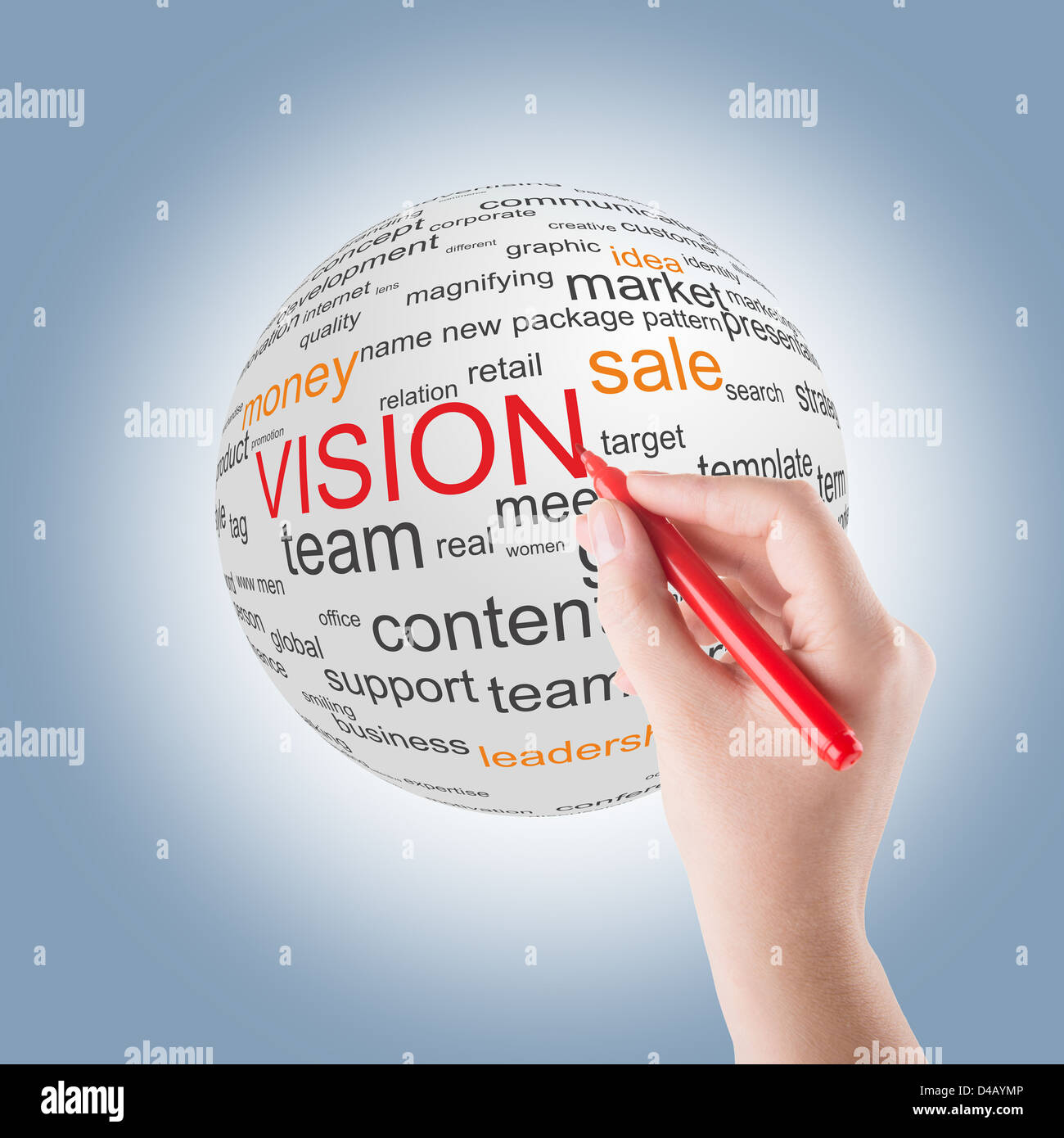 Hand write vision word on a globe Stock Photo - Alamy