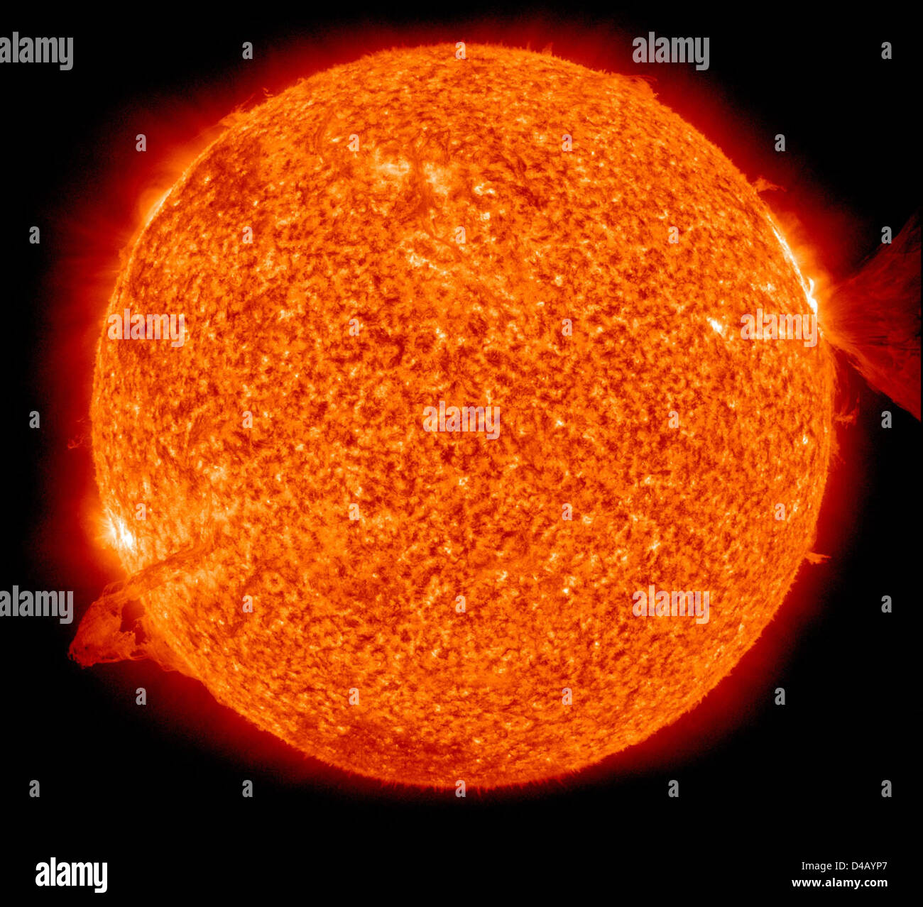 NASA's SDO Catches a Double Solar Eruption Stock Photo - Alamy