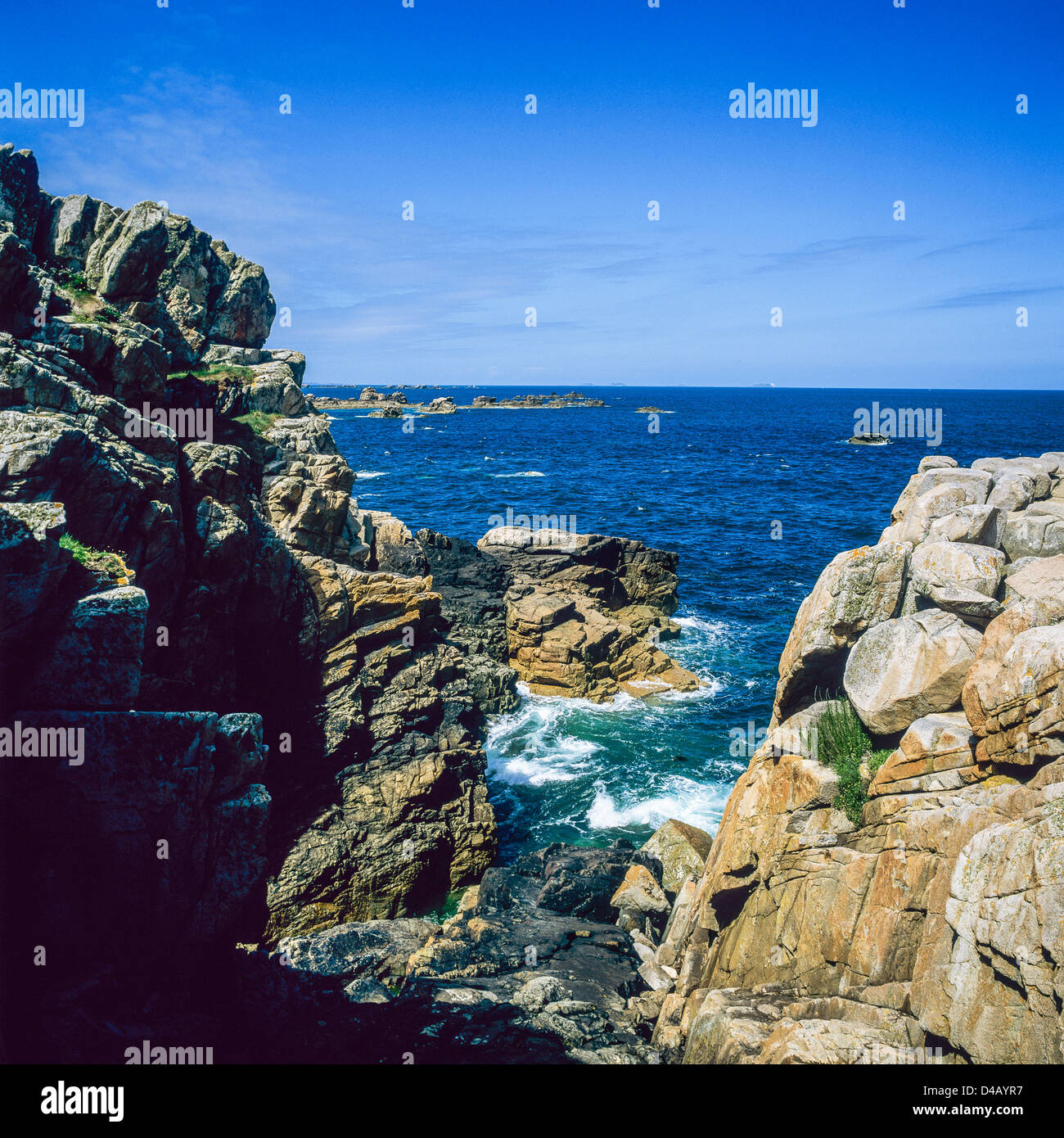 Le Gouffre fault, rocks, English channel, Pointe du Château, Castle ...