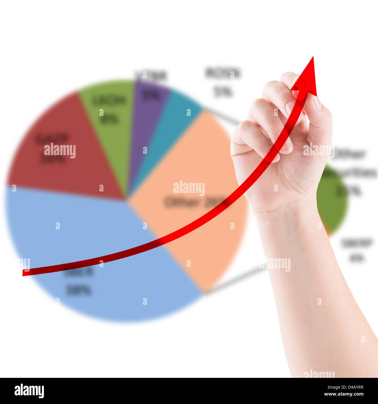 Hand drawing red arrow on diagram background Stock Photo - Alamy