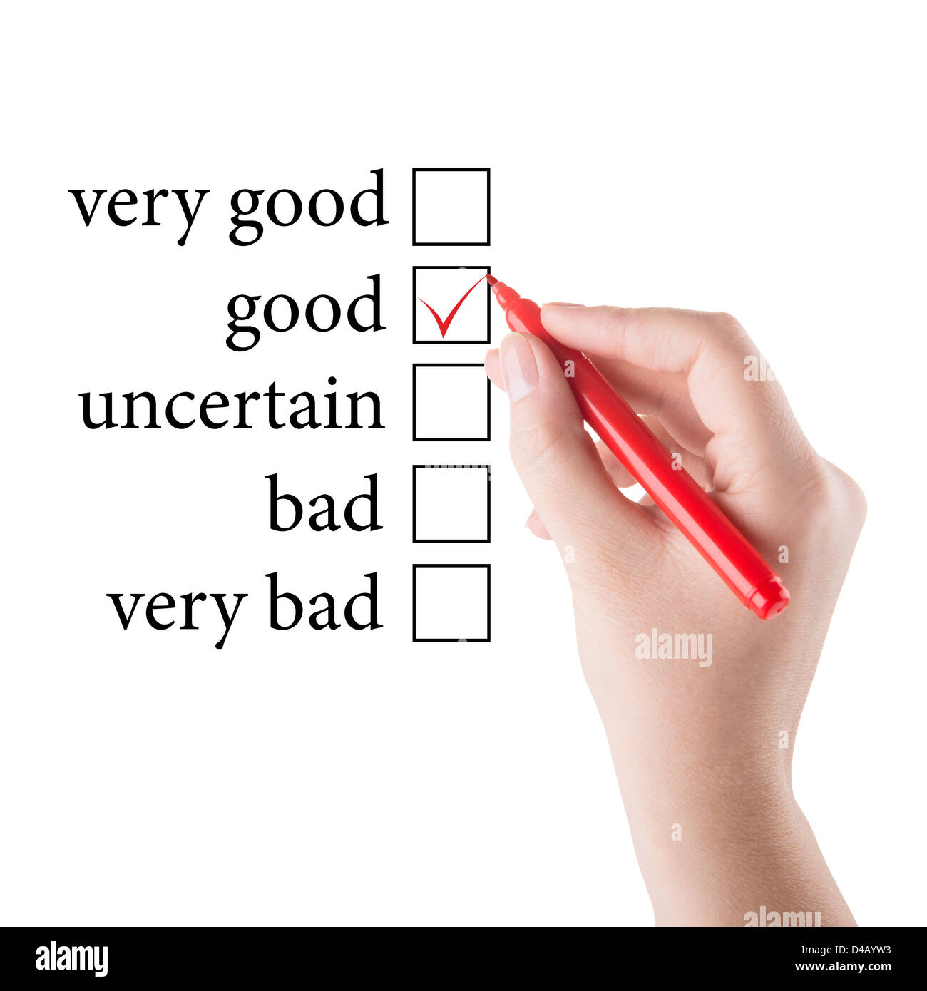 Red check mark drawing marker Cut Out Stock Images & Pictures - Alamy