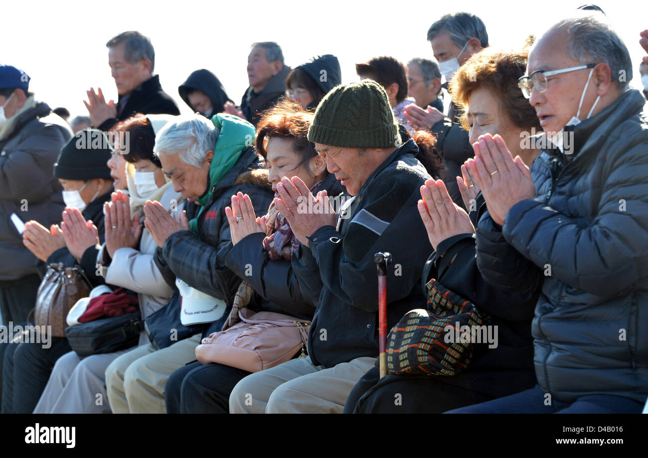 Sendai, Japan. 11th March 2013. A memorial service are held at the ...