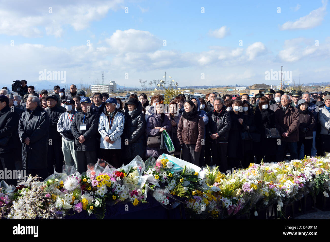 Sendai, Japan. 11th March 2013. A memorial service are held at the ...