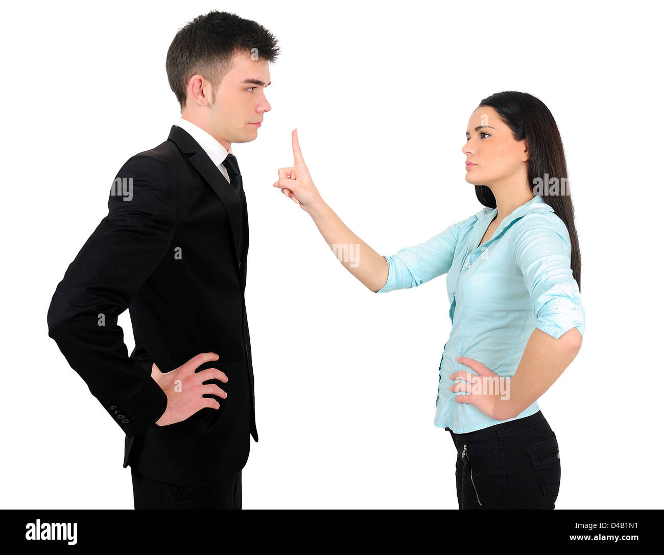 Isolated young business couple argue Stock Photo - Alamy