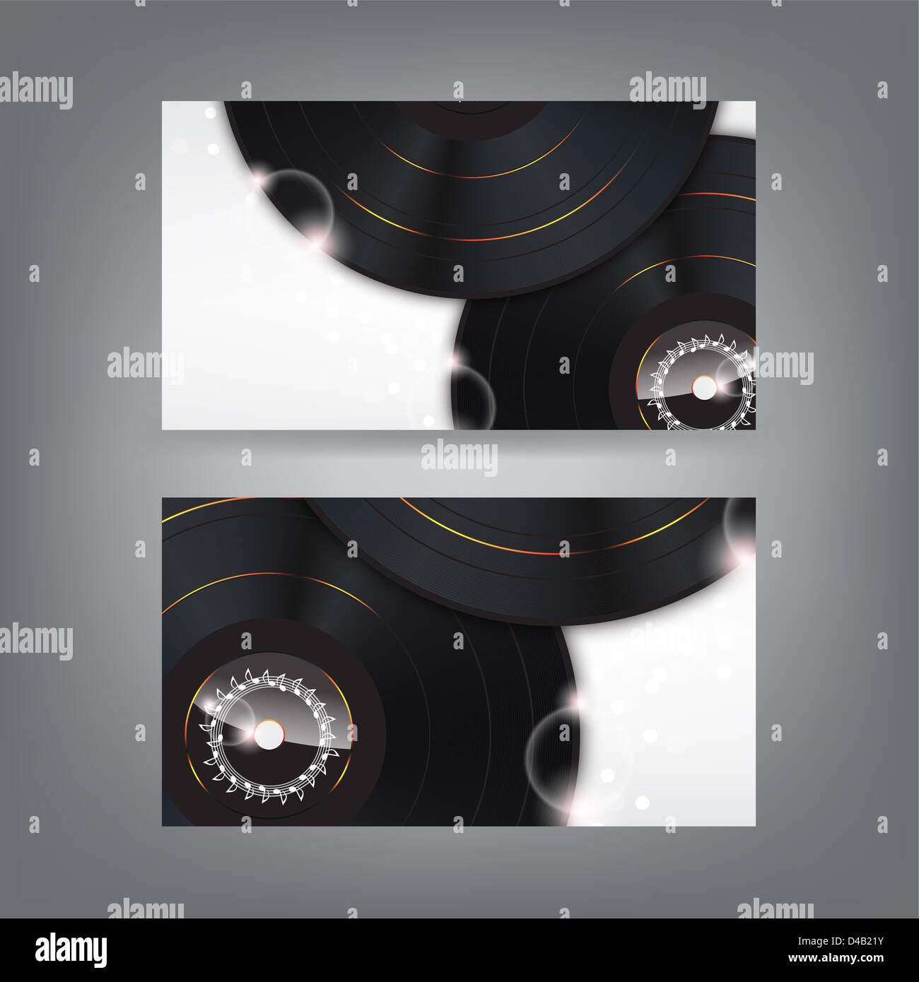 Music theme business card template with vinyl disks (Part 2 Stock Photo ...