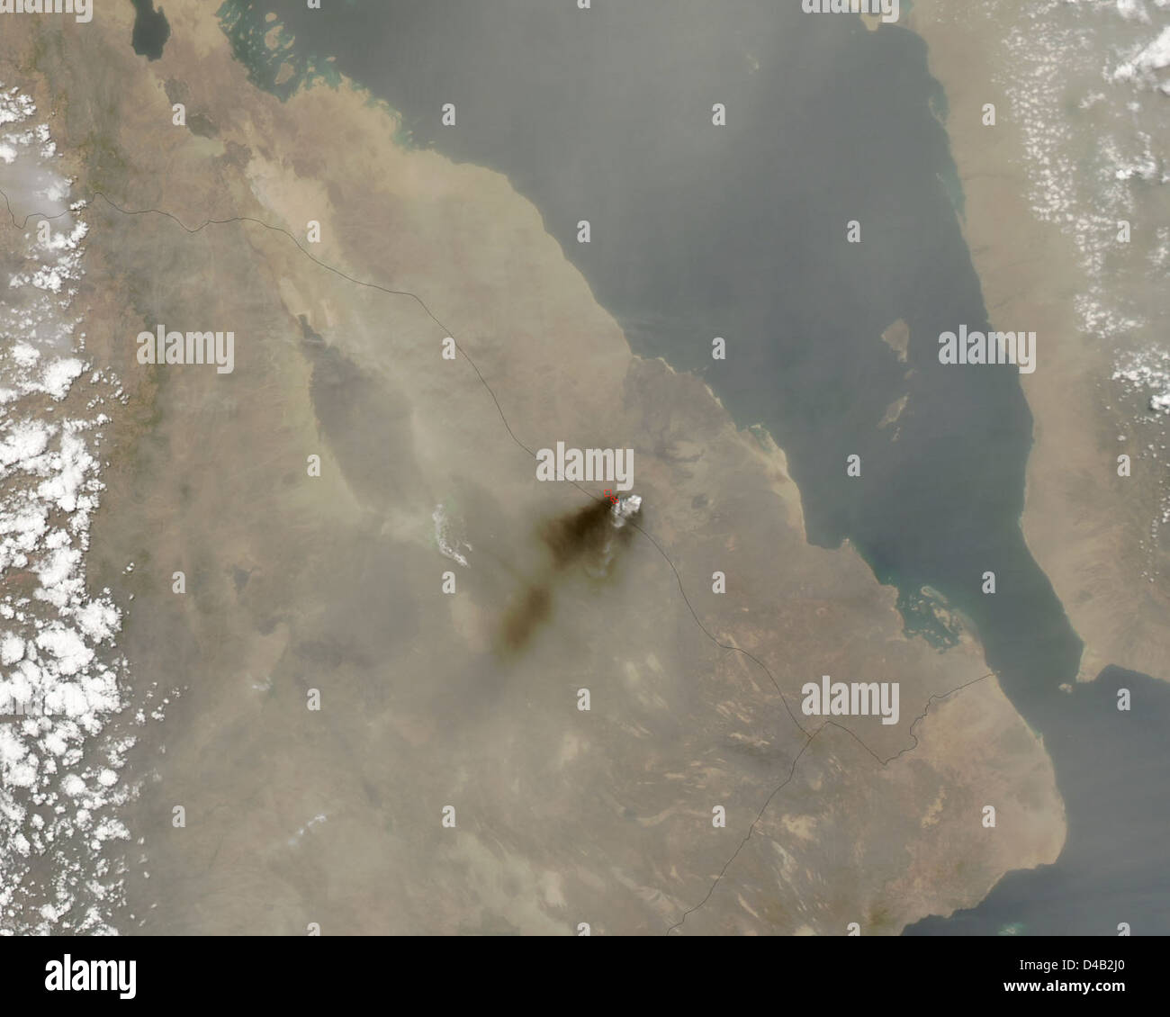 NASA's Aqua satellite captures imagery of a heavy ash plume from the ...