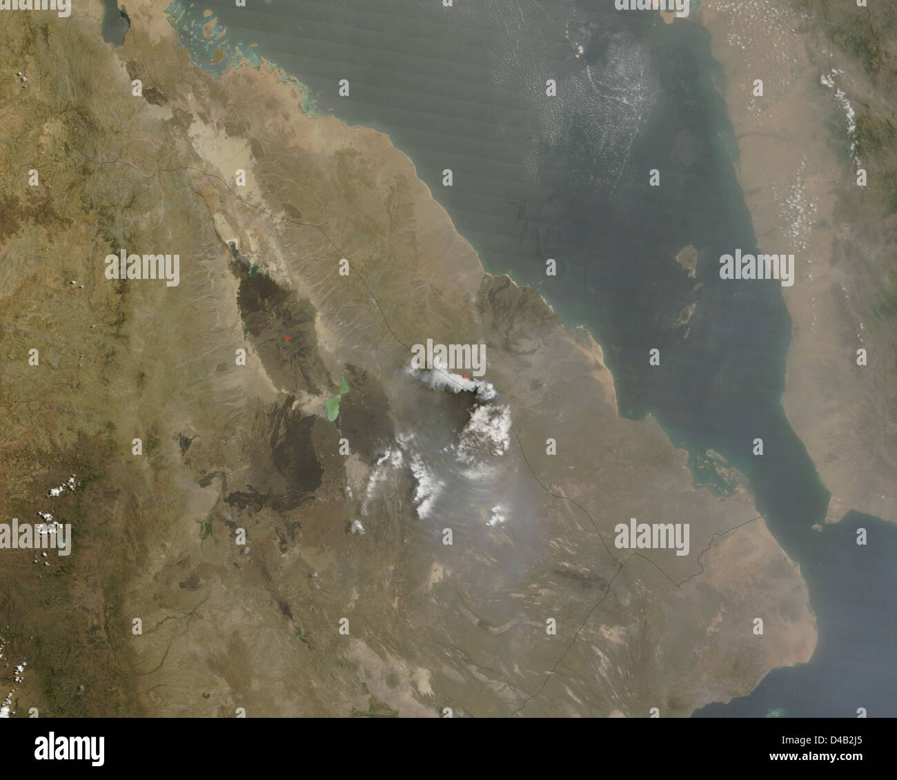 NASA's Terra Satellite View of Nabro Eruption June 18, 2011 Stock Photo ...
