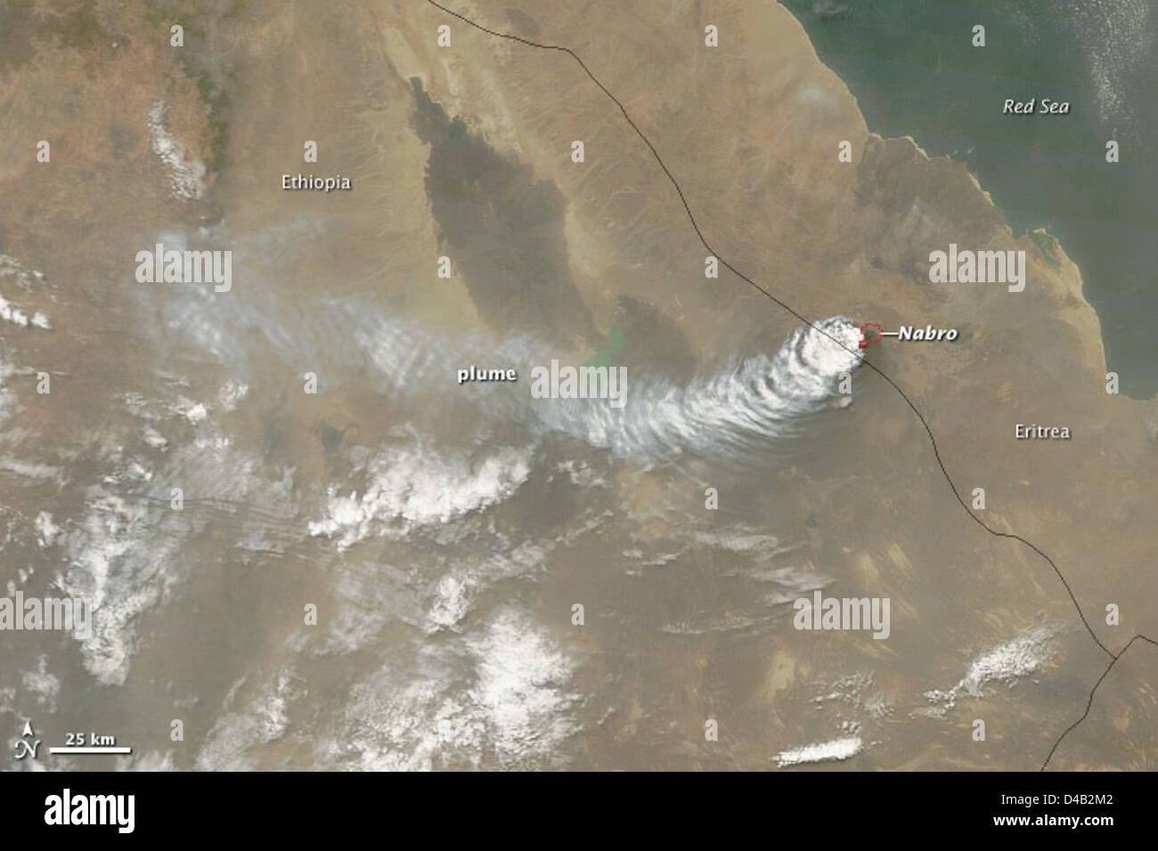 The eruption of the Nabro Volcano in Eritrea on June 22, 2011, was ...