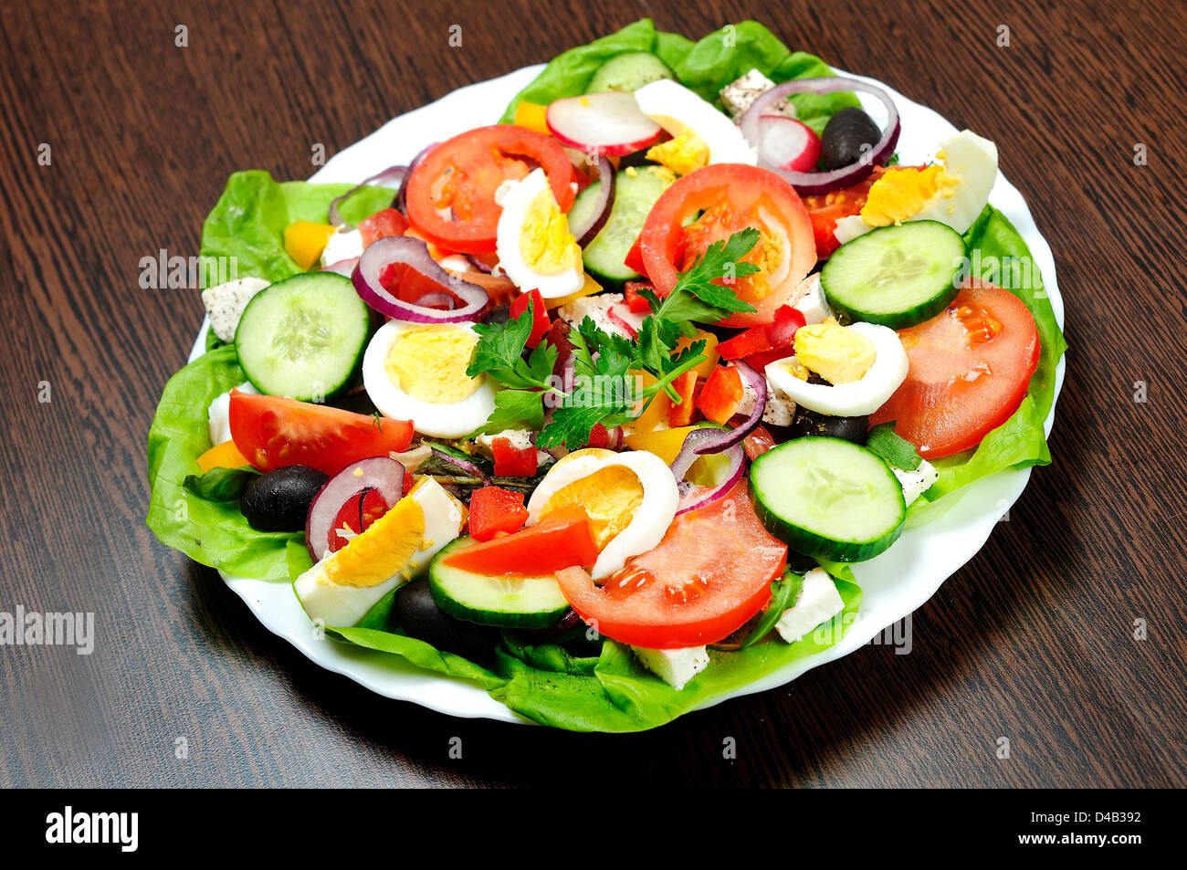 Plate with vegetable sliced salad Stock Photo - Alamy