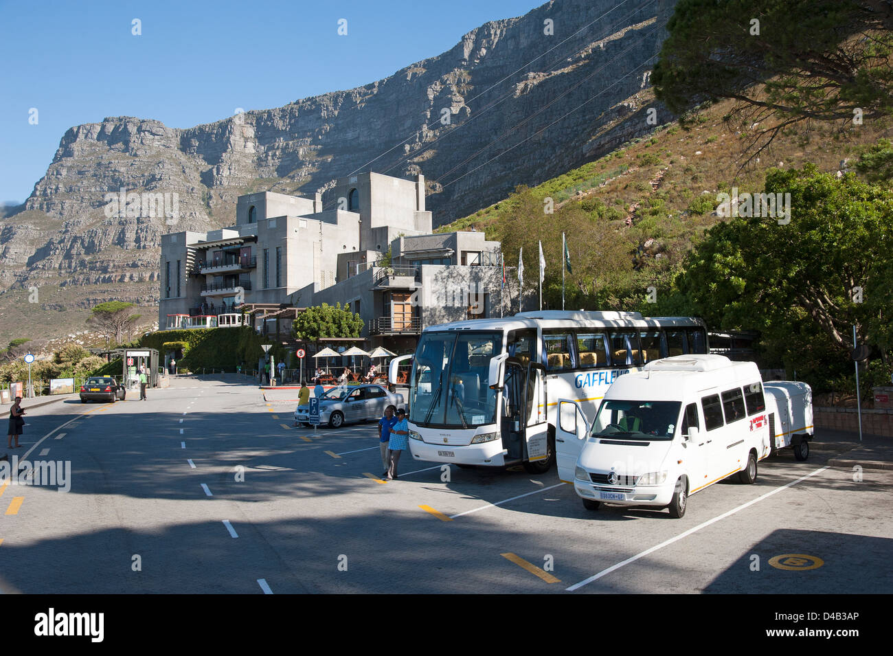 Tour buses and taxi waiting area at the lower cableway station. Table ...