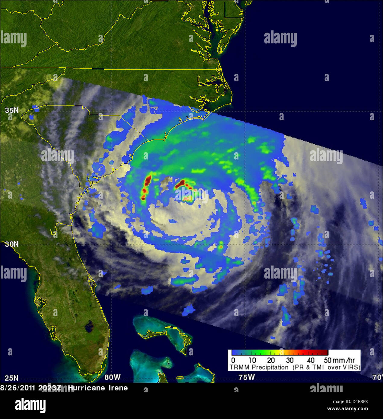 NASA's TRMM satellite captures detailed imagery of Hurricane Irene ...
