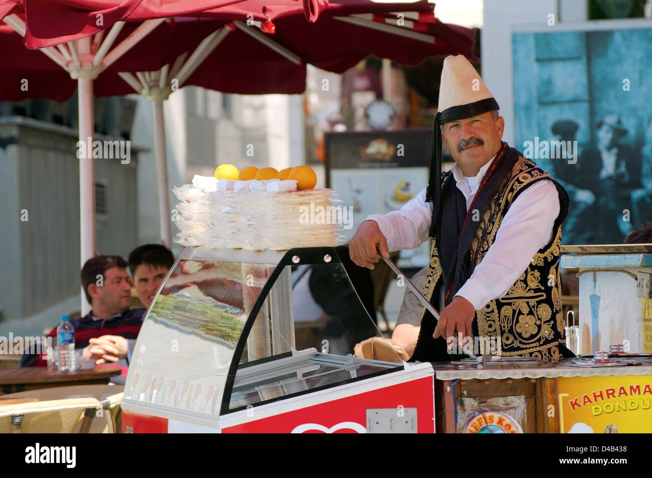 Ice cream seller, shopping street of Antalya, Turkey, Western Asia ...