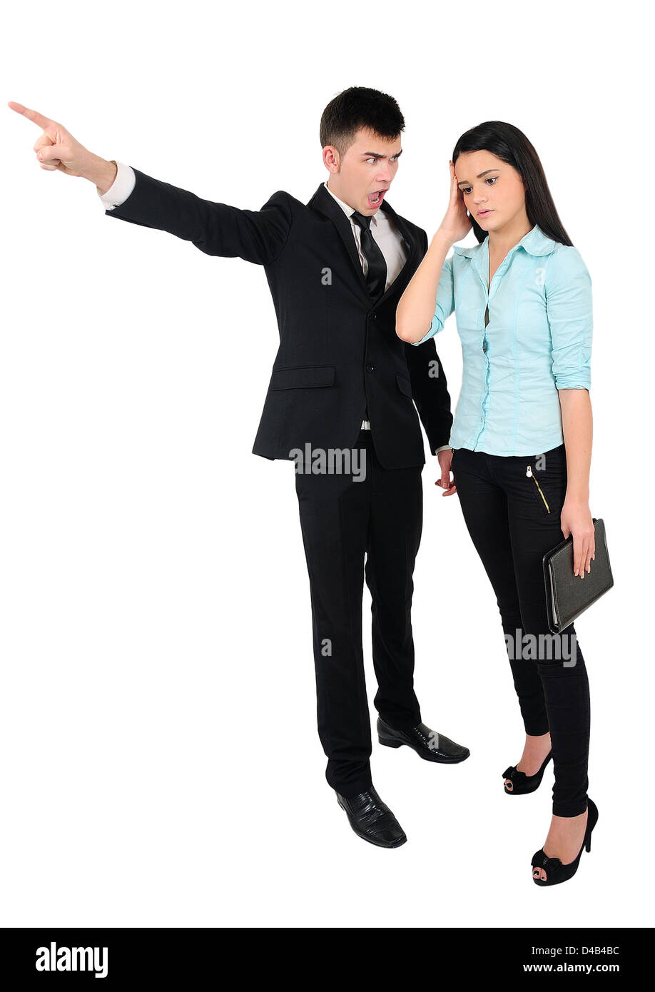 Isolated young business couple unemployment Stock Photo - Alamy