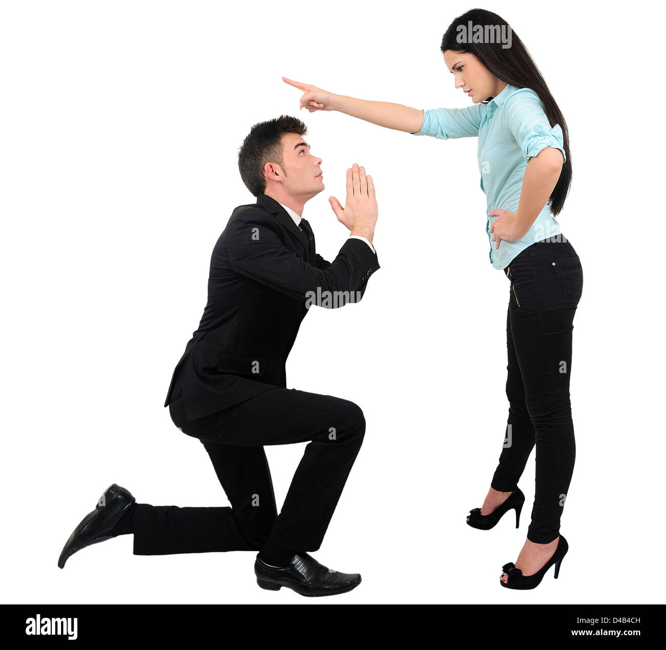 Isolated young business couple unemployment Stock Photo - Alamy