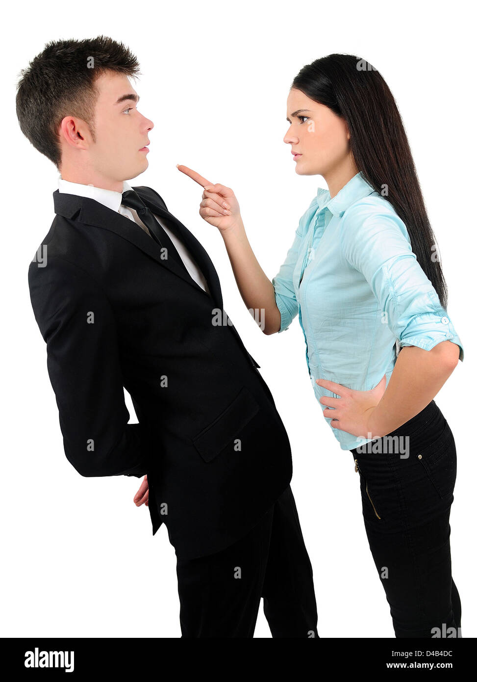 Isolated young business couple argue Stock Photo - Alamy