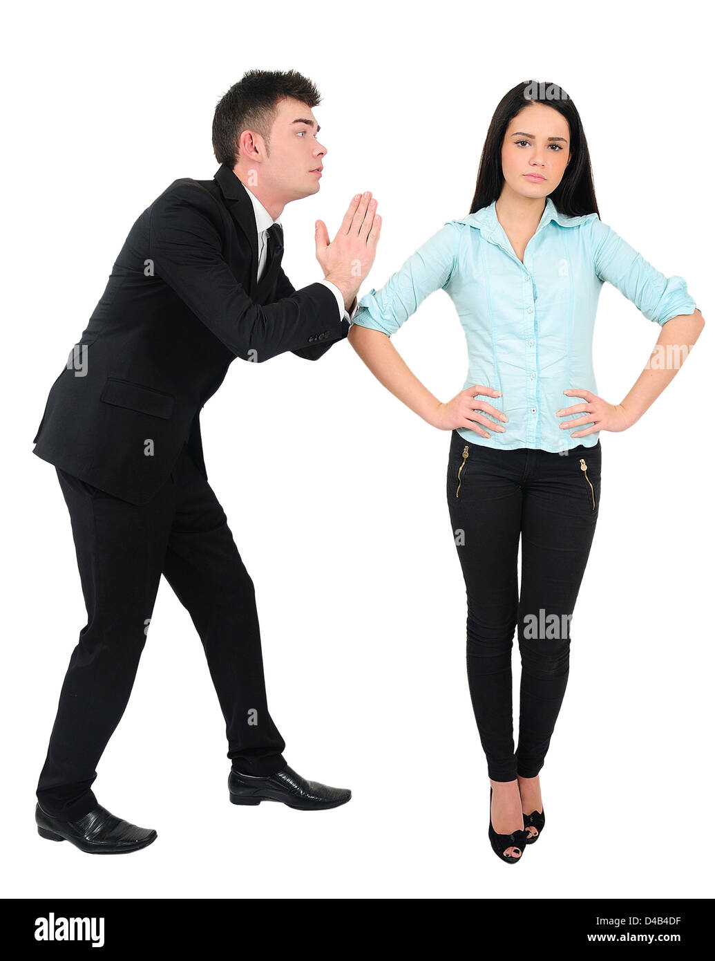 Isolated young business couple unemployment Stock Photo - Alamy