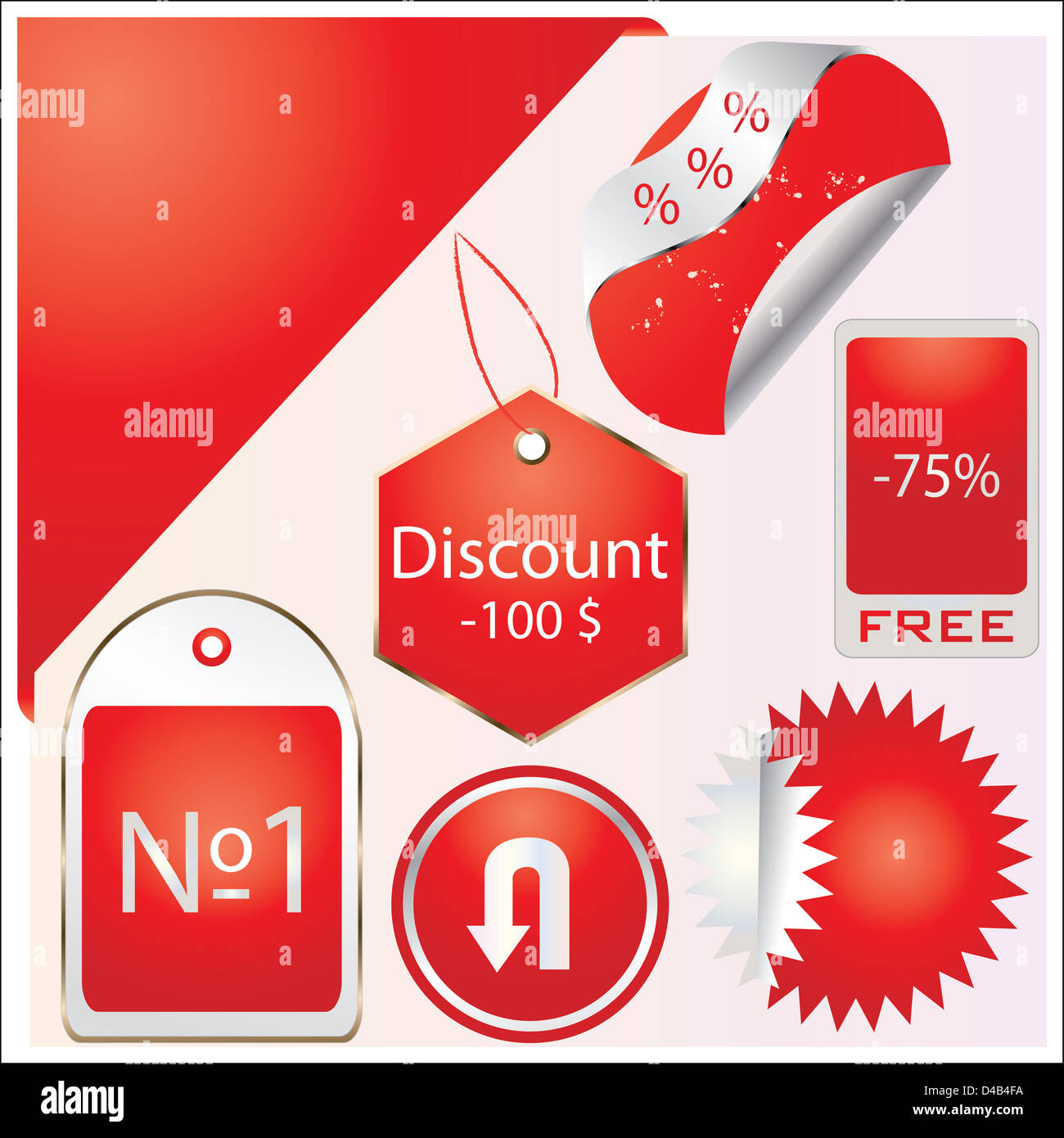 Vector set of tags - red label Stock Photo - Alamy