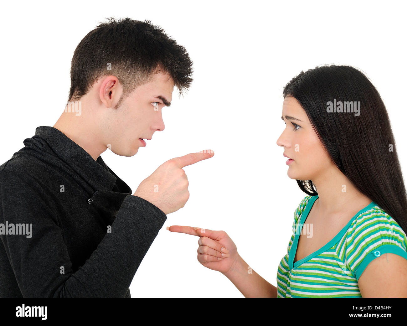 Isolated young casual couple argue Stock Photo - Alamy