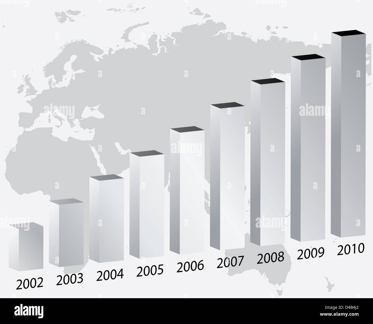 3D bar graph with map Stock Photo - Alamy