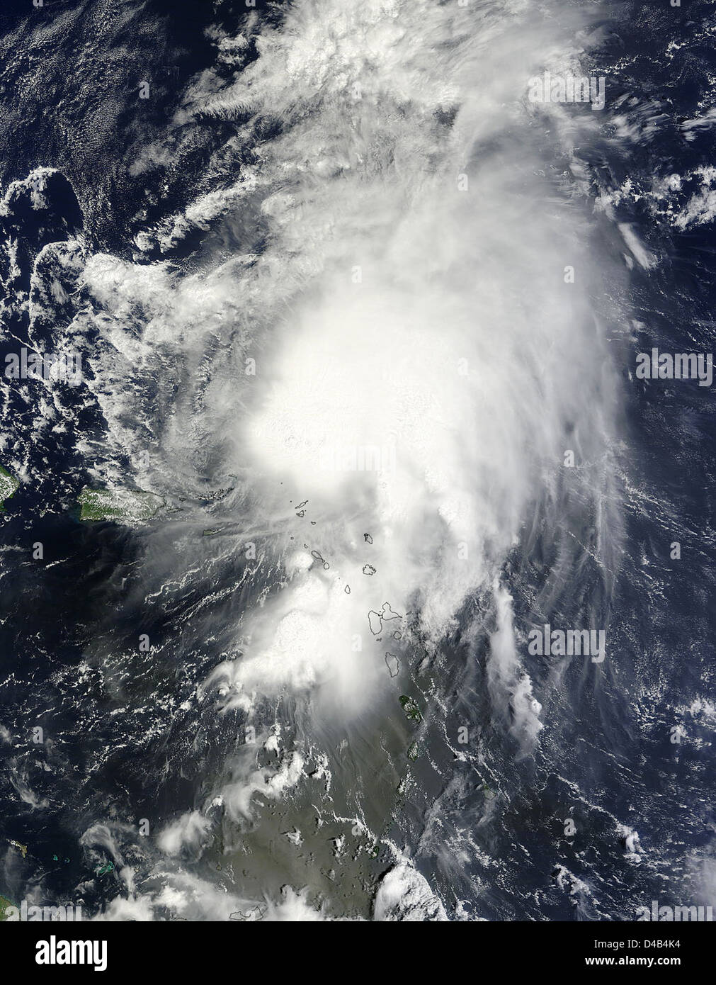 NASA satellite imagery shows Tropical Storm Maria as disorganized, with ...