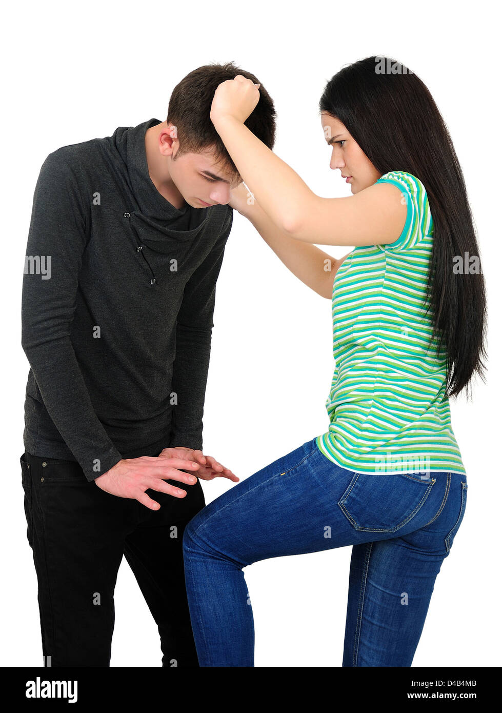 Isolated young casual couple argue Stock Photo - Alamy