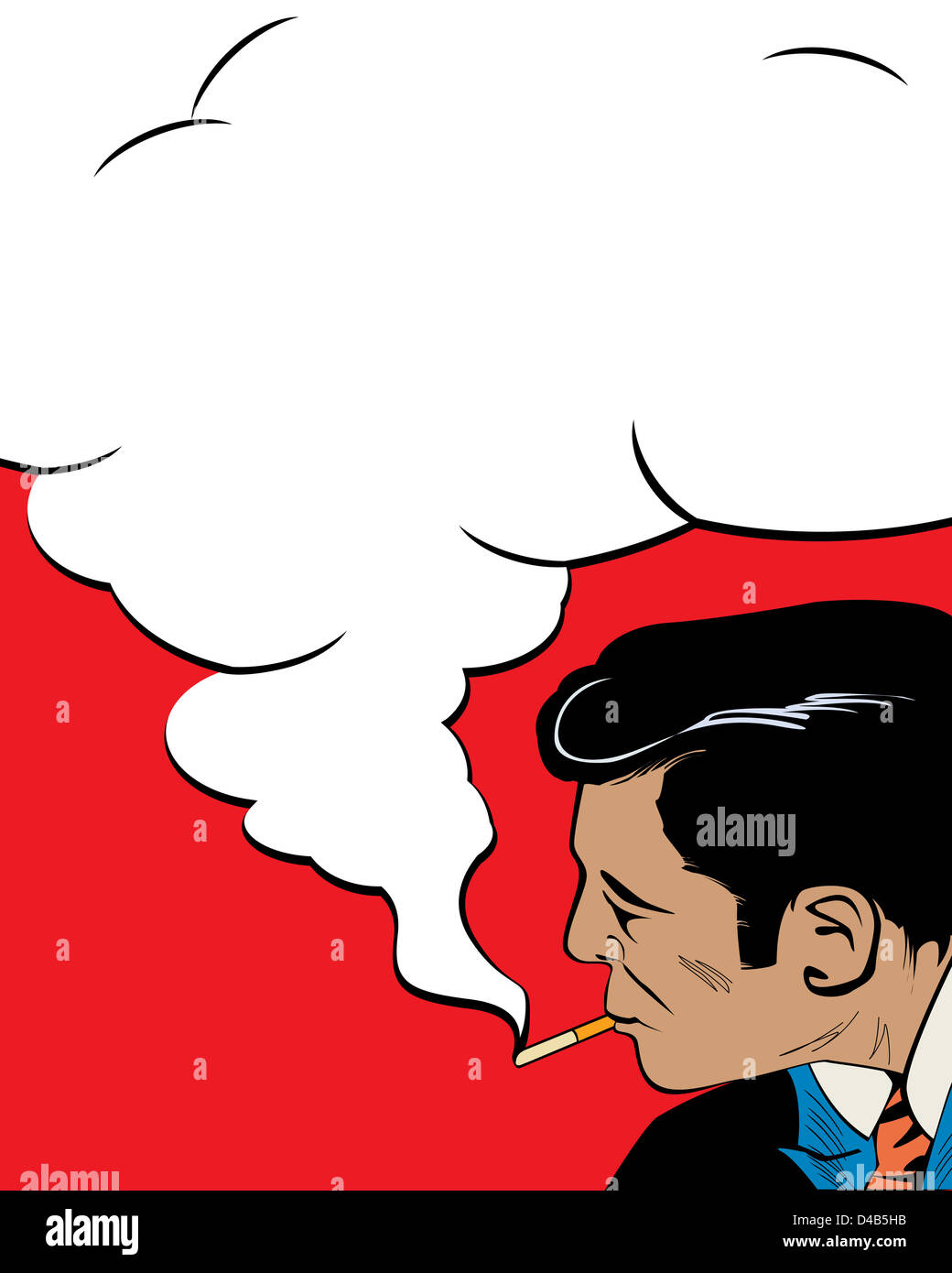 Comic style drawign of a vintage style man smoking Stock Photo - Alamy