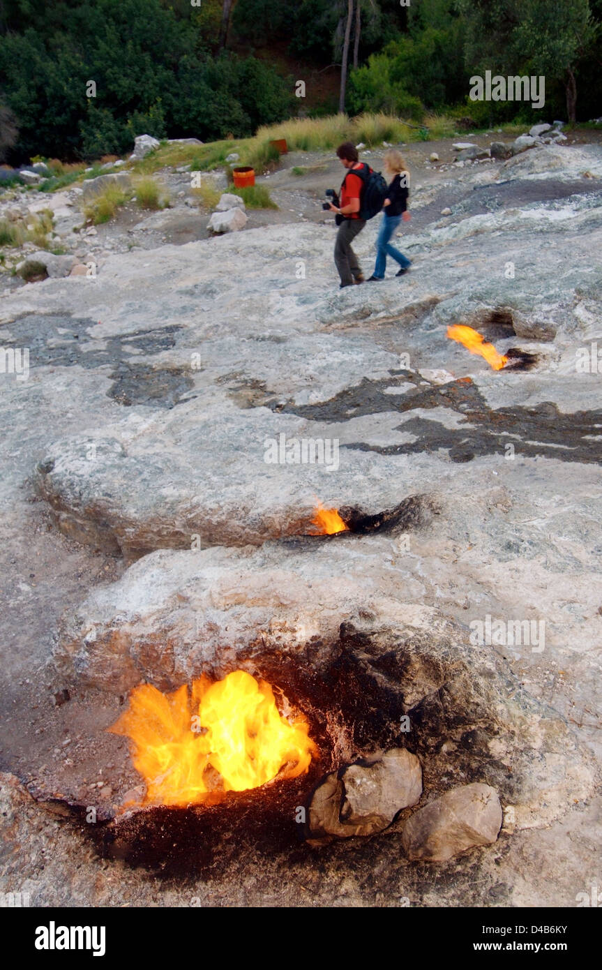 Burning gas vents, Chimeras, Mount Chimaera, Olympos, Turkey, Western ...