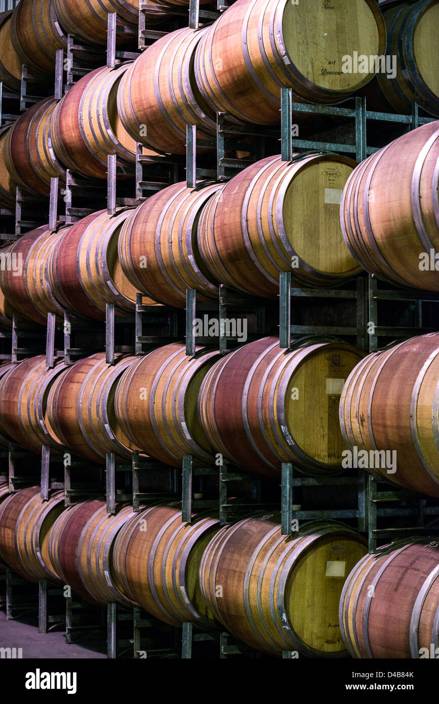 Stacked oak barrels in winery hi-res stock photography and images - Alamy