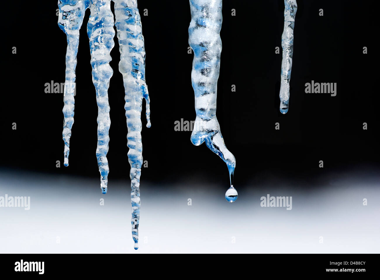 Reflections on melting icicles Stock Photo - Alamy