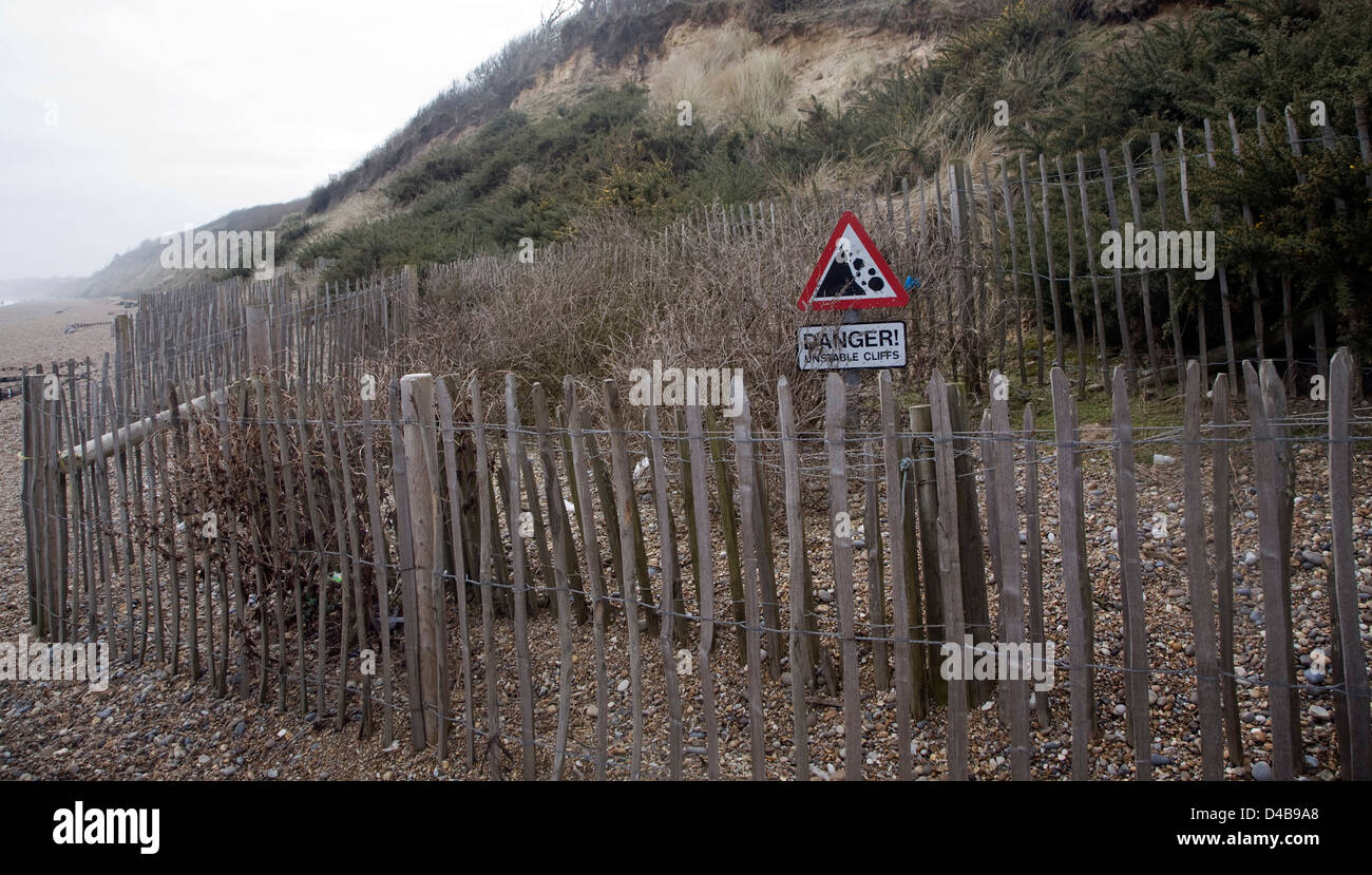 Soft engineering coastal defences at Dunwich, Suffolk, England Stock ...
