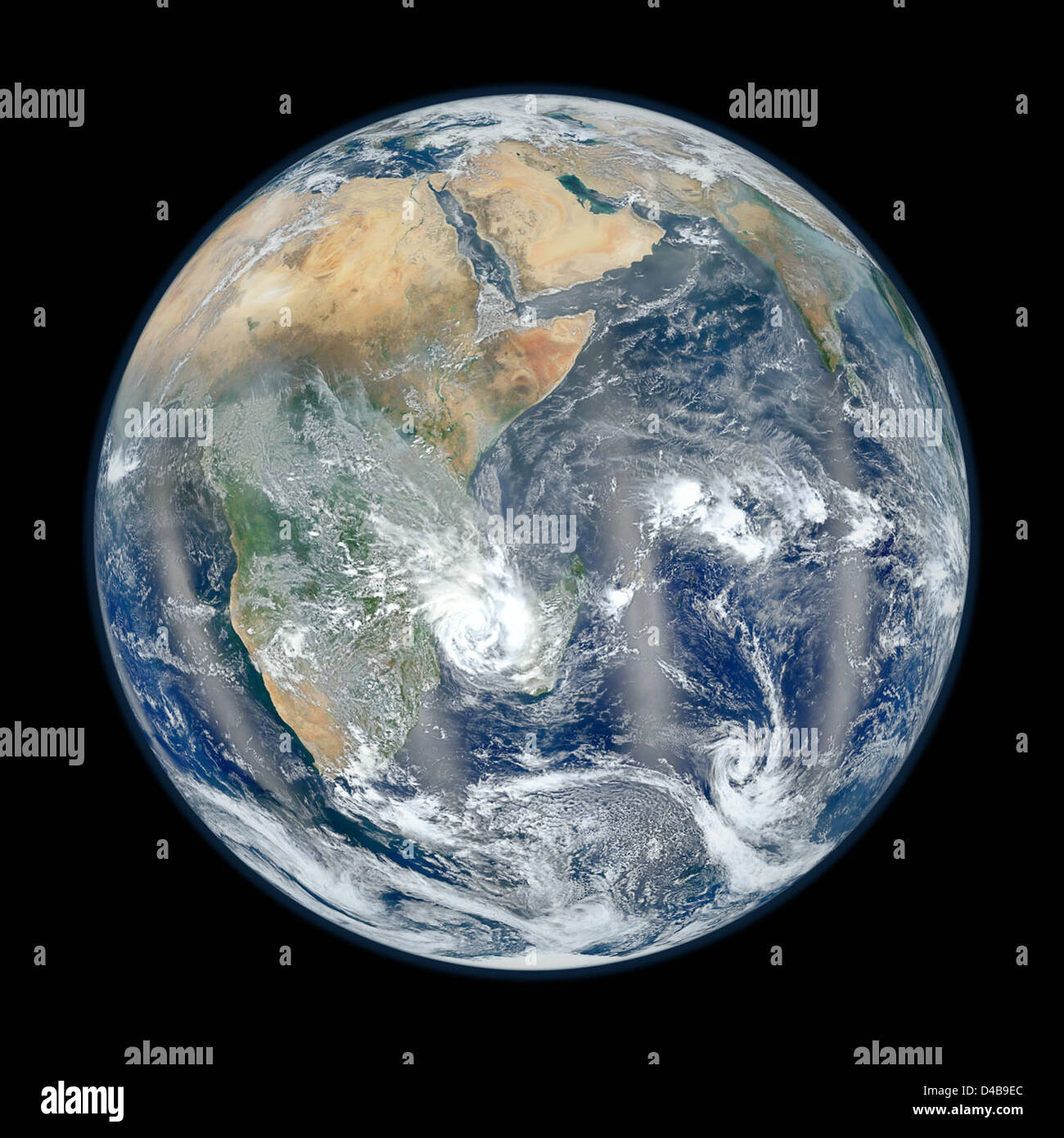 Satellite imagery of the Eastern Hemisphere shows Earth's surface and ...