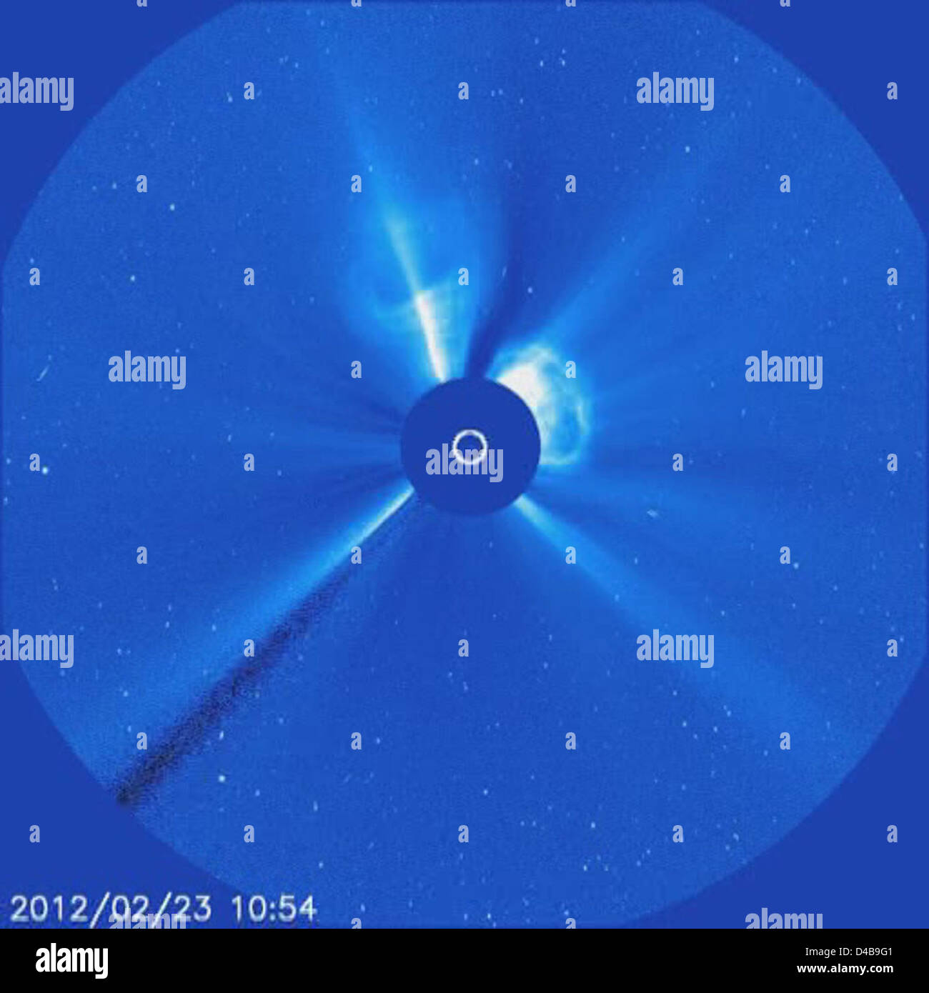 A video showcasing a solar eruption, captured by a NASA satellite ...