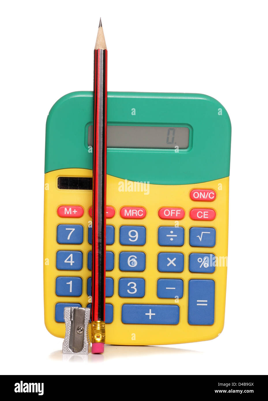 calculator and pencil studio cut out Stock Photo - Alamy