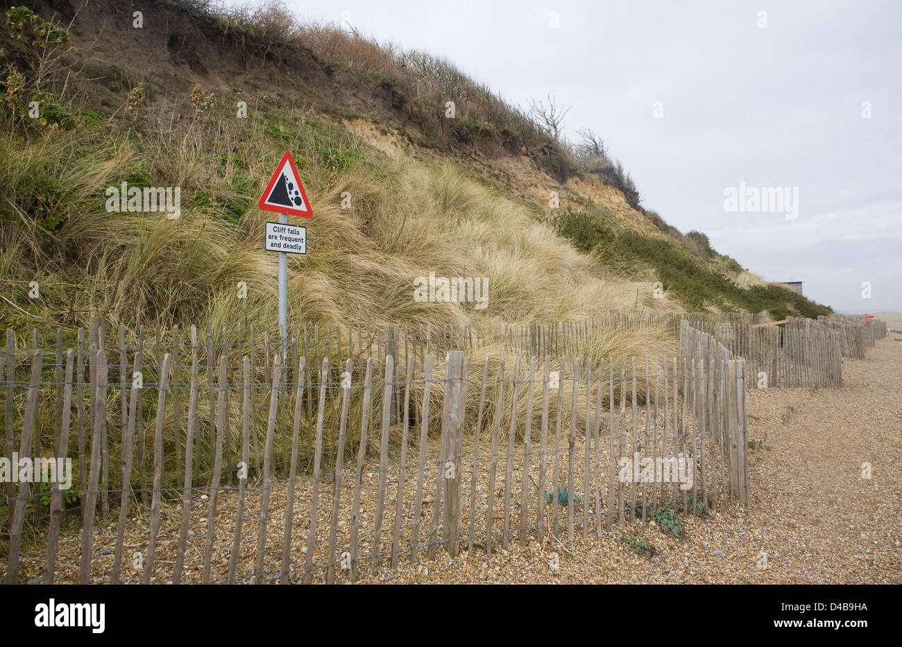 Soft engineering coastal defences at Dunwich, Suffolk, England Stock ...