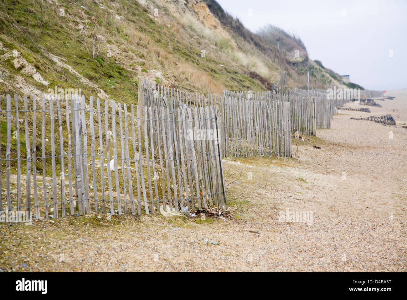 Soft engineering coastal defences at Dunwich, Suffolk, England Stock ...