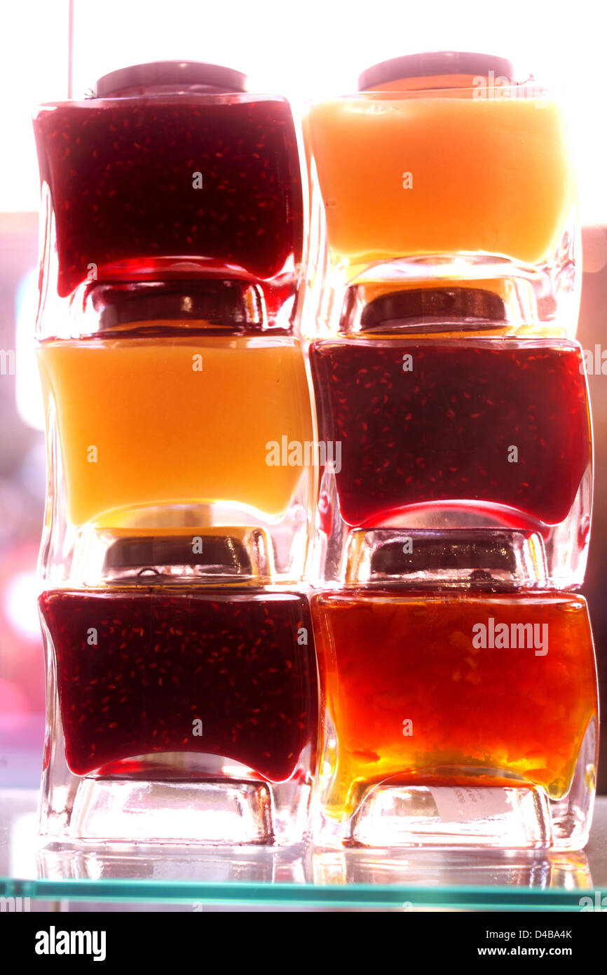 Colourful jars of jams Stock Photo - Alamy