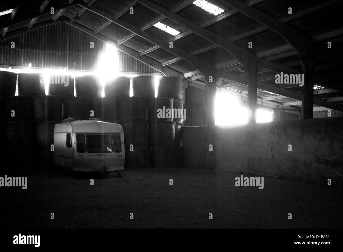 With retro caravan Black and White Stock Photos & Images - Alamy