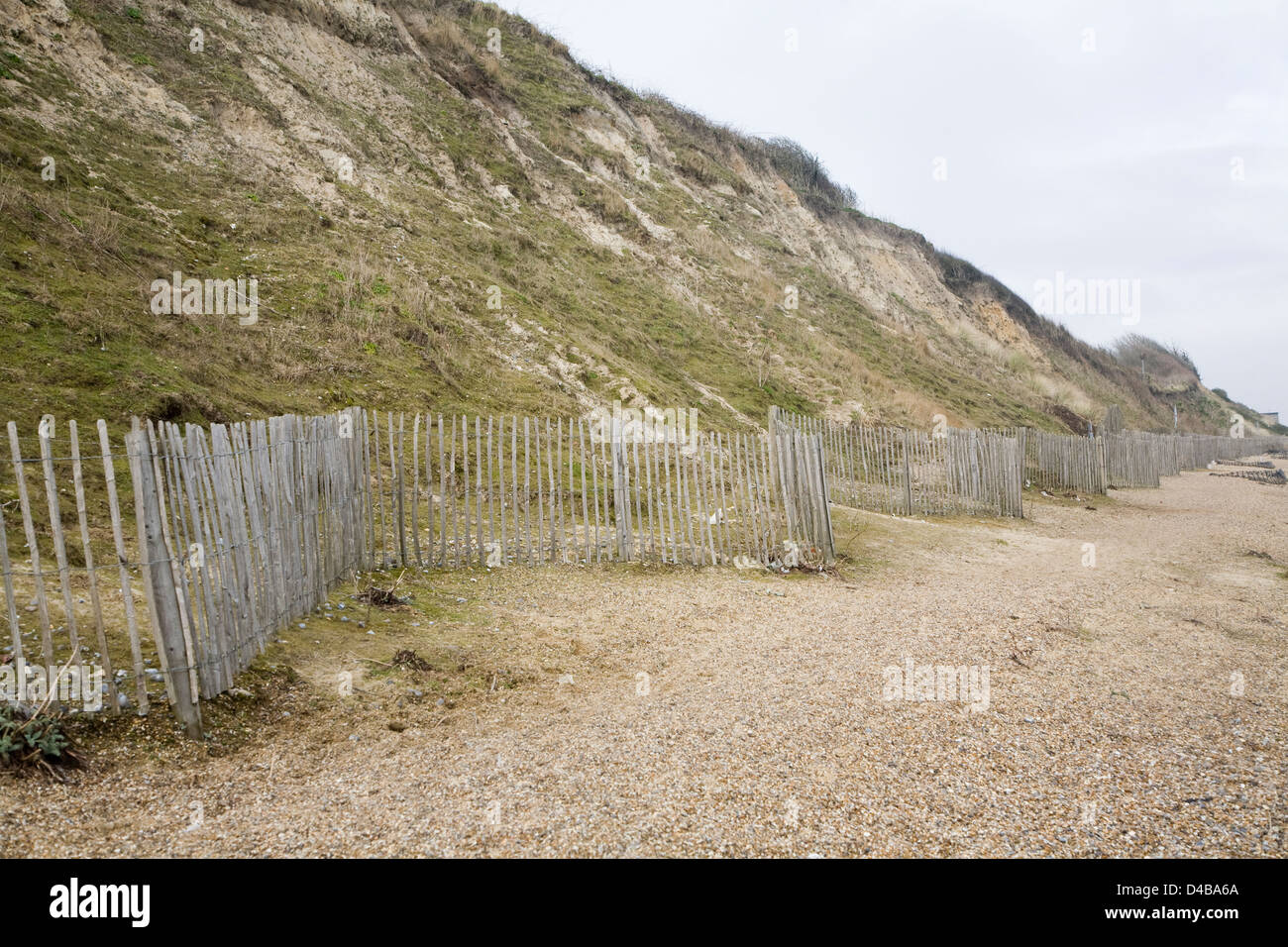 Soft engineering coastal defences at Dunwich, Suffolk, England Stock ...