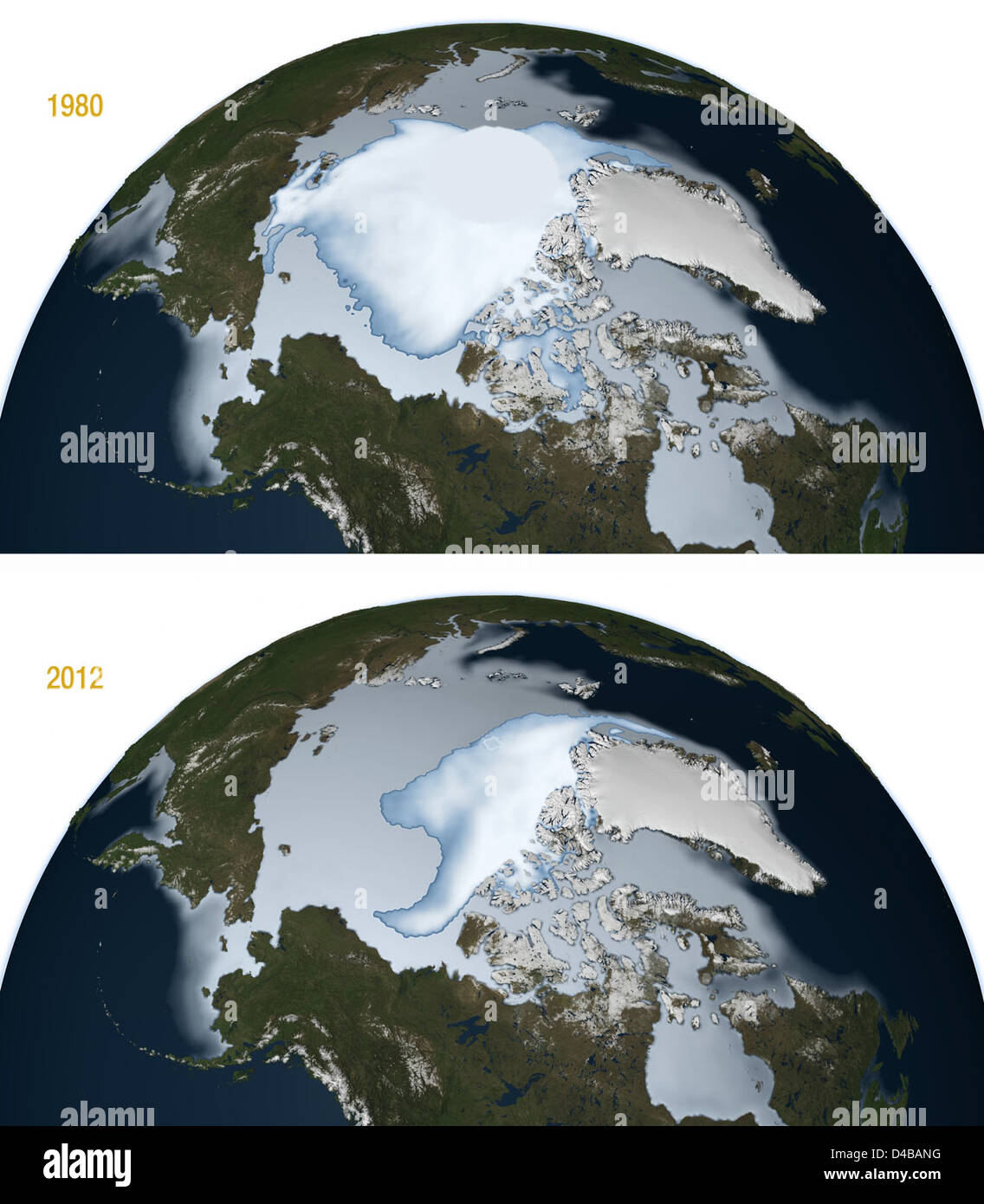 NASA Finds Thickest Parts of Arctic Ice Cap Melting Faster Stock Photo ...