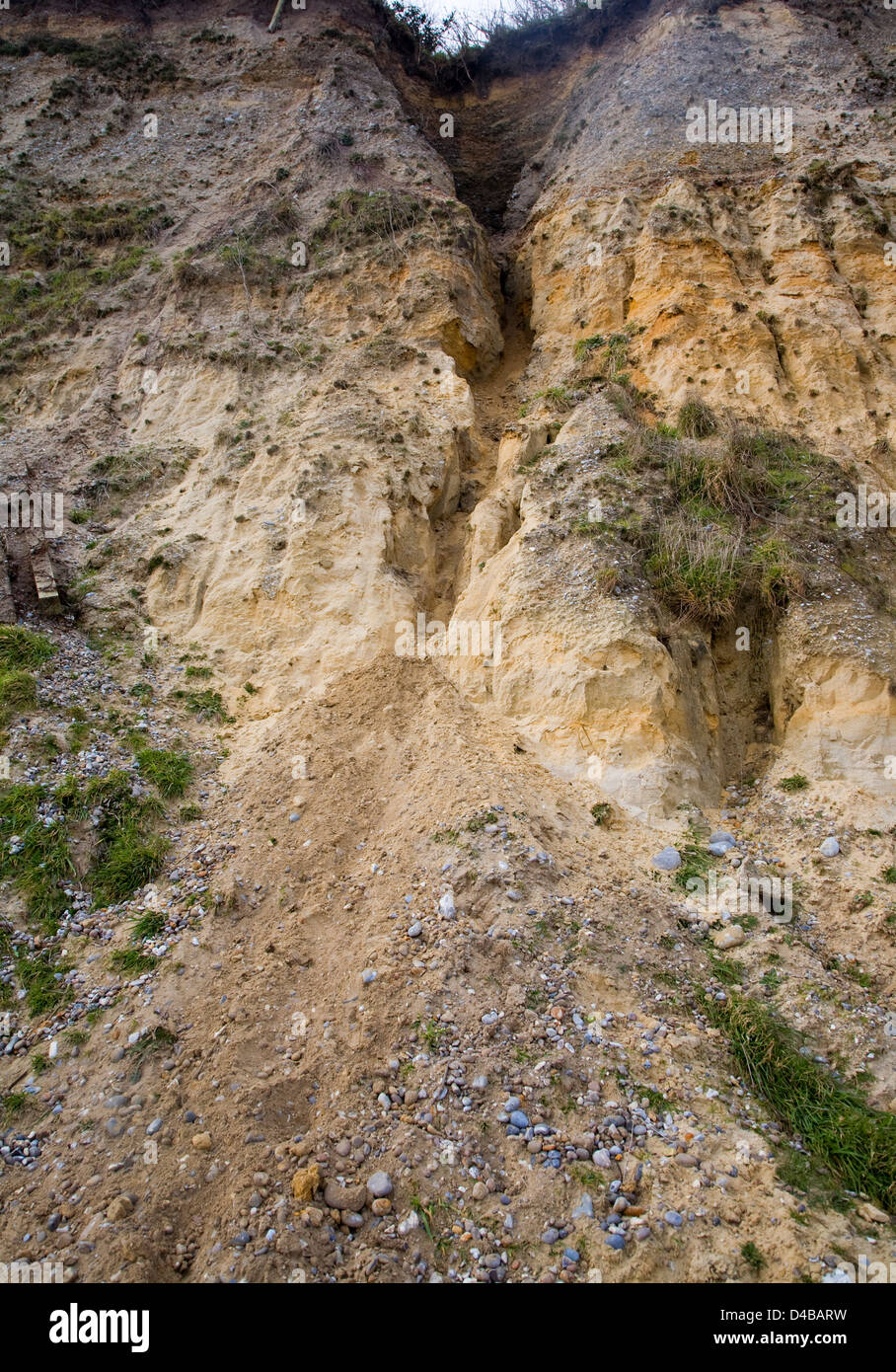 Crumbling soft eroding cliff at Dunwich, Suffolk, England Stock Photo ...