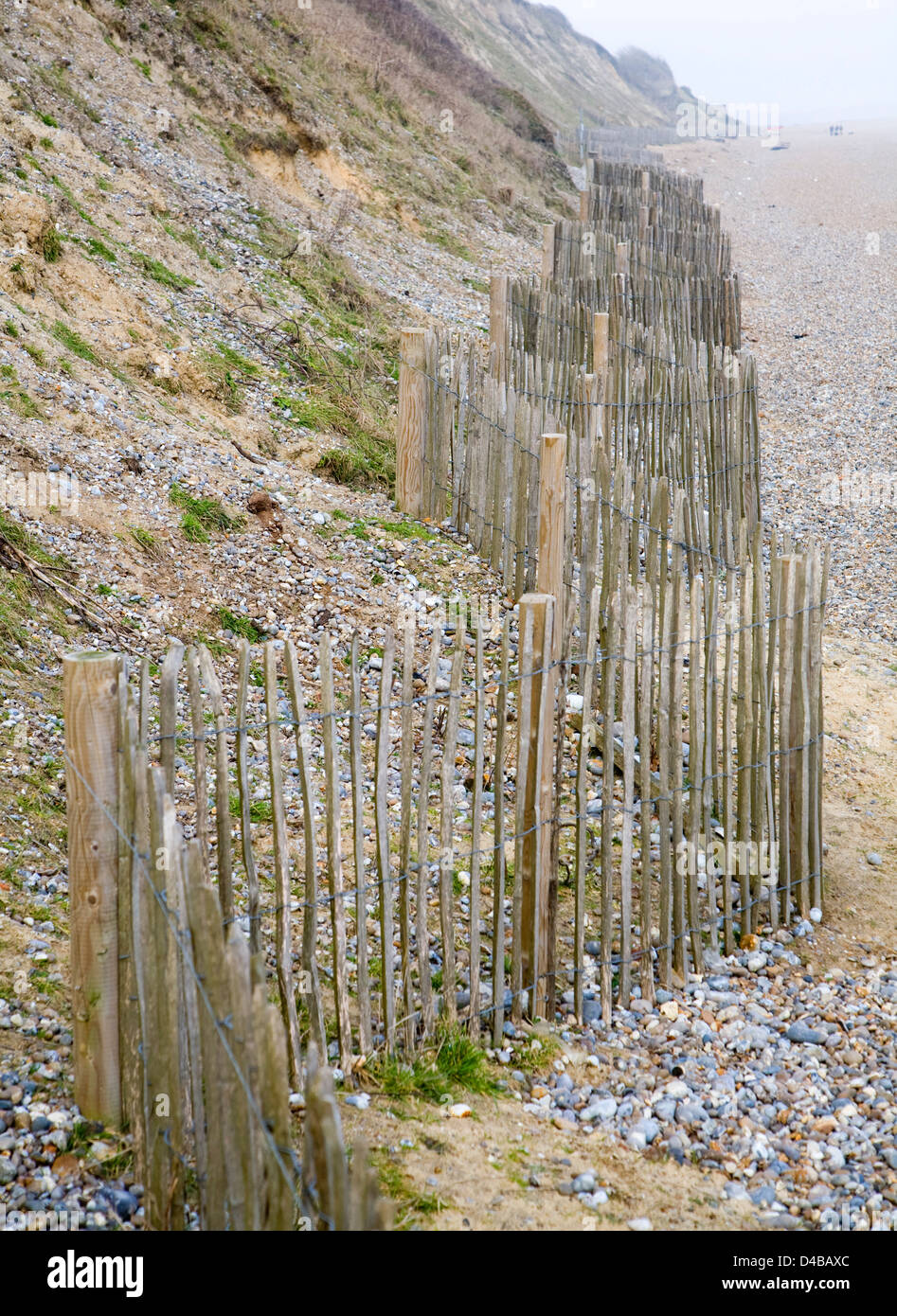 Soft engineering coastal defences at Dunwich, Suffolk, England Stock ...