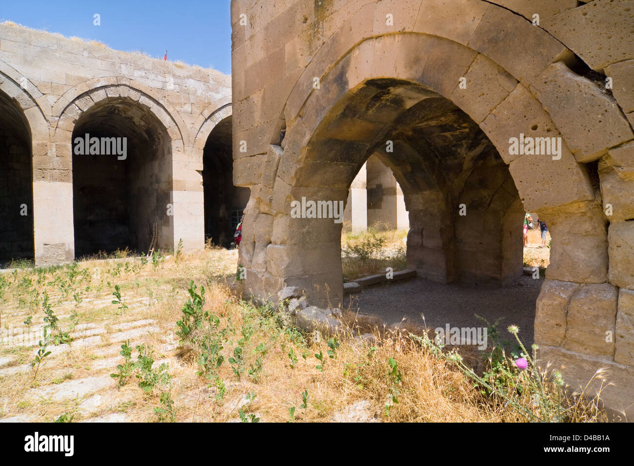 multiple arches and columns in the caravansary on the Silk Road, Turkey ...