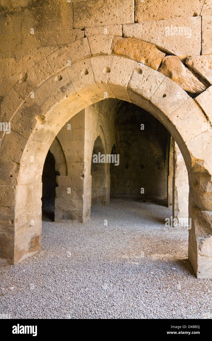 multiple arches and columns in the caravansary on the Silk Road, Turkey ...