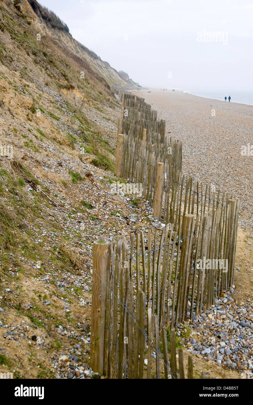 Soft engineering coastal defences at Dunwich, Suffolk, England Stock ...
