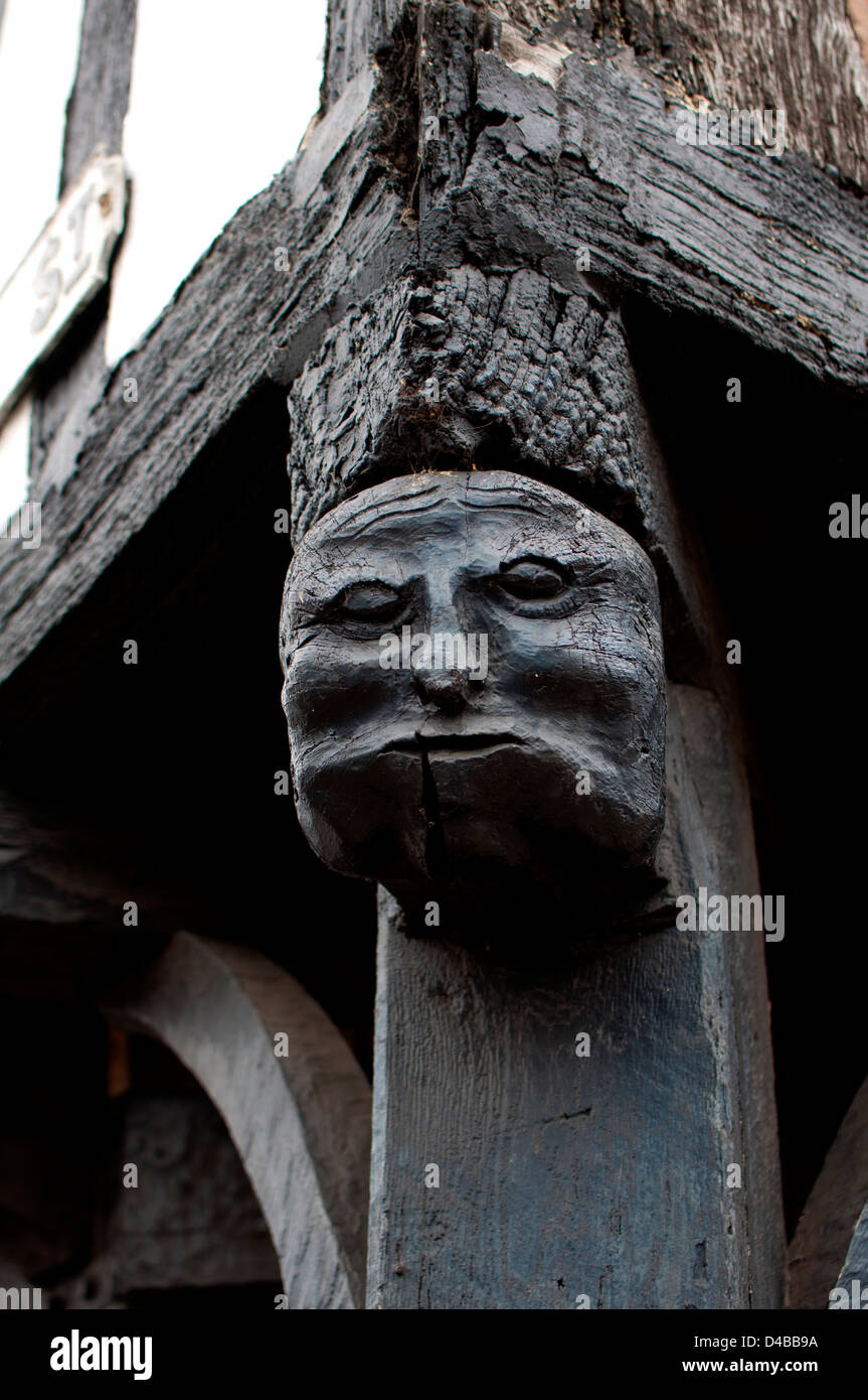 Wooden carving face on building hi-res stock photography and images - Alamy