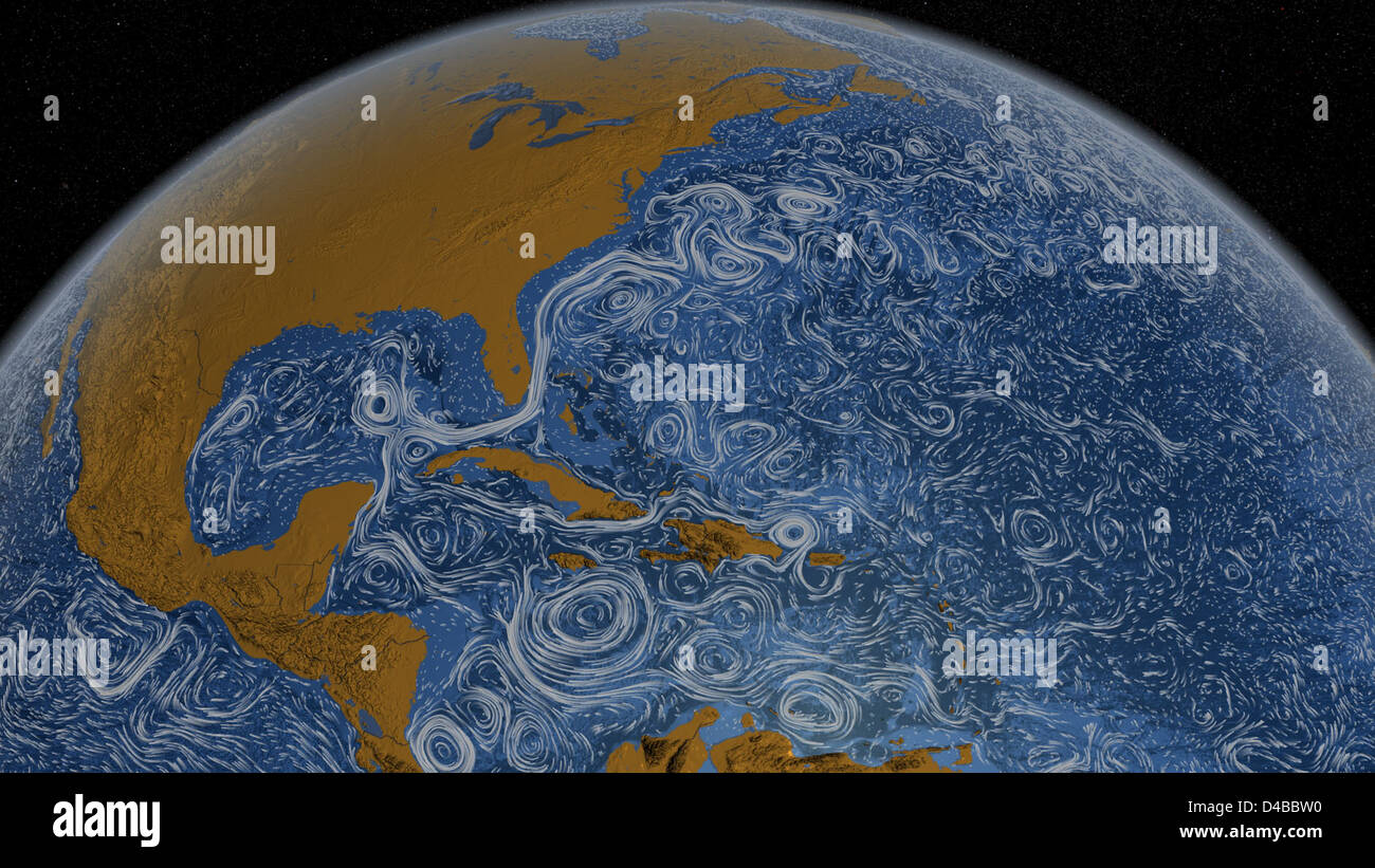 NASA’s Perpetual Ocean model shows the movements of the Gulf Stream ...