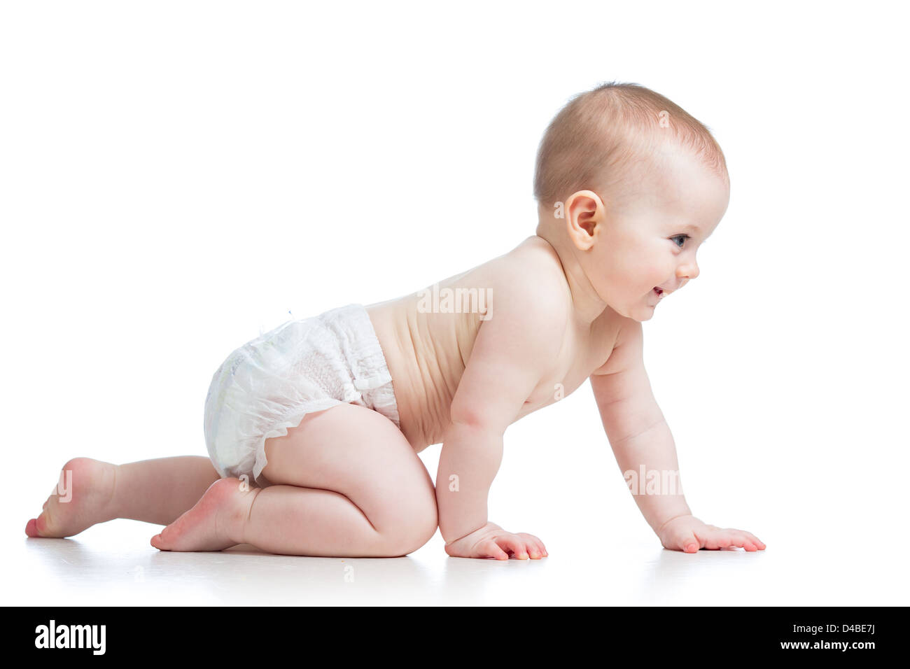 side view of pretty crawling baby Stock Photo - Alamy