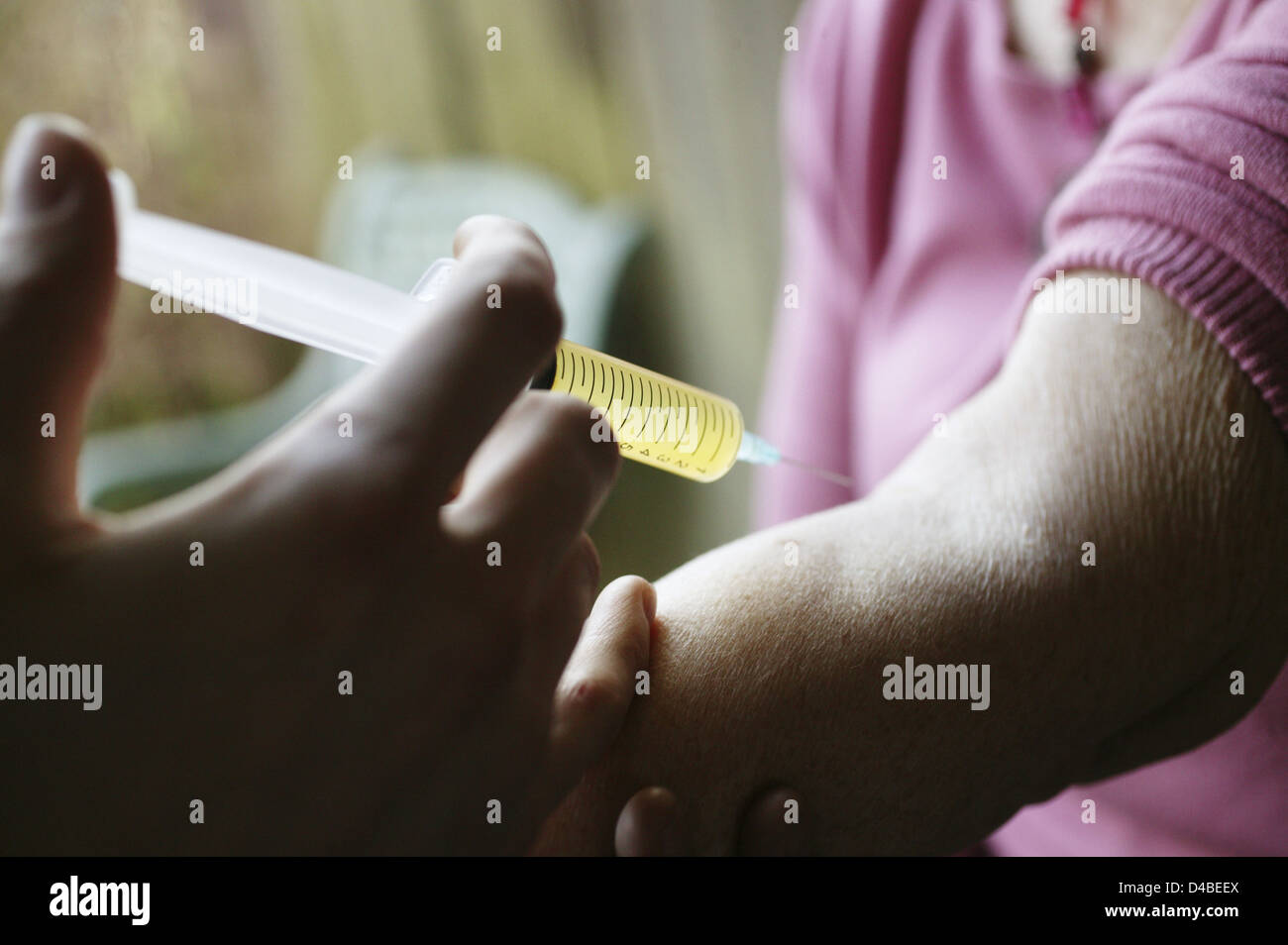 Elderly patient receiving injection, close-up Stock Photo - Alamy