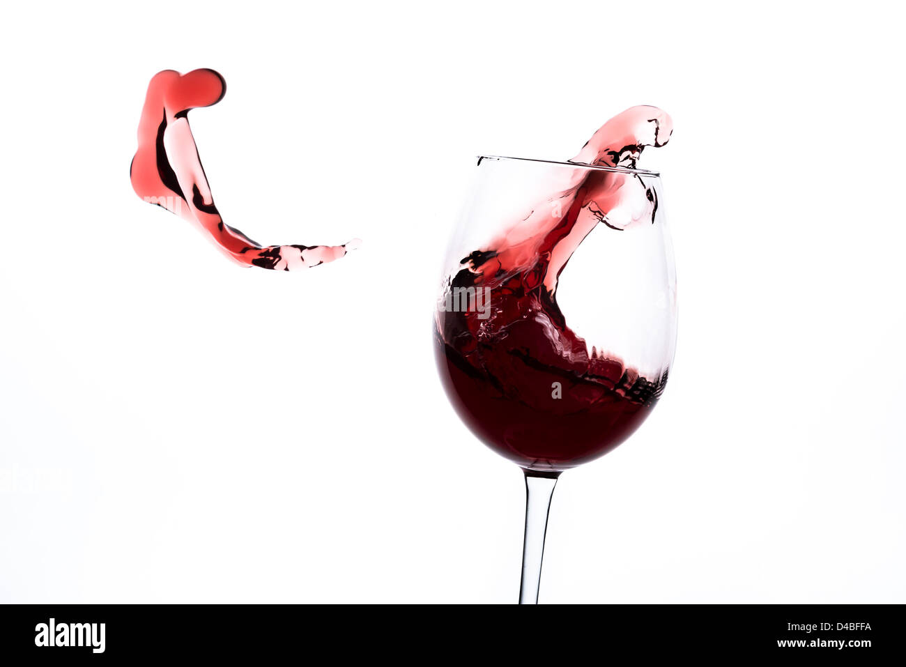 red wine splashing out of a glass, isolated on white Stock Photo - Alamy
