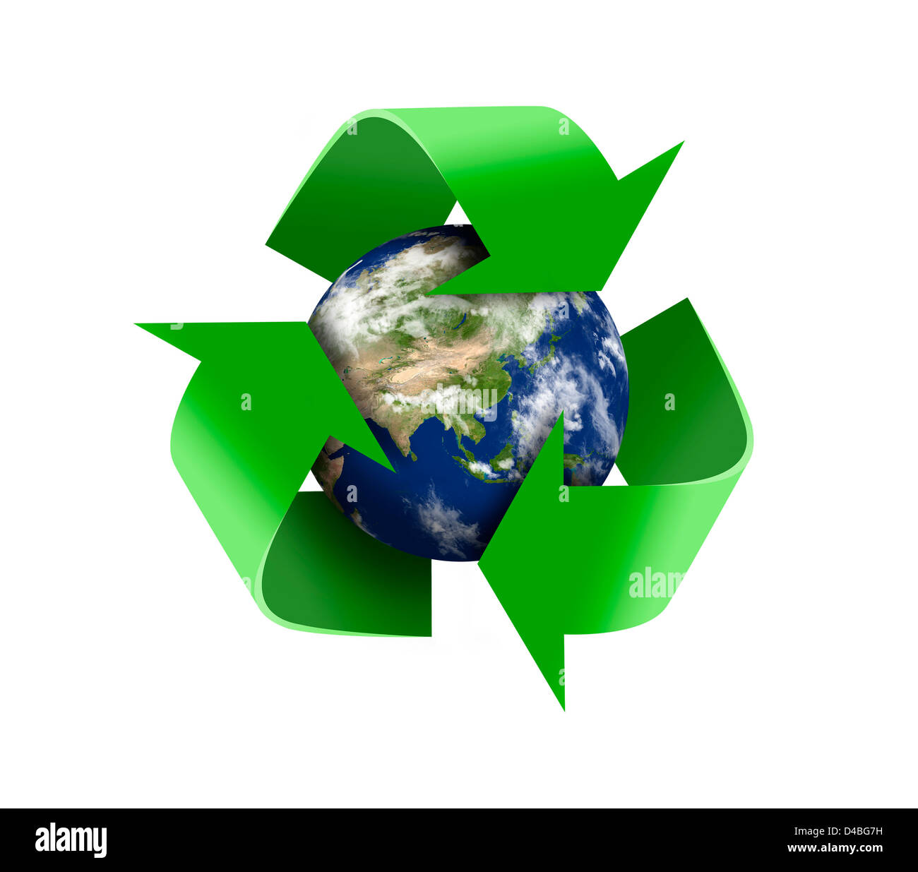 Recycling Symbol with Earth Planet Stock Photo - Alamy